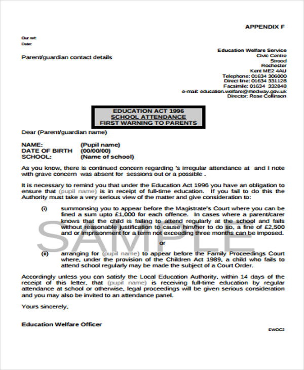 First Warning Letter Templates - 10+ Free Samples, Examples Format Download
