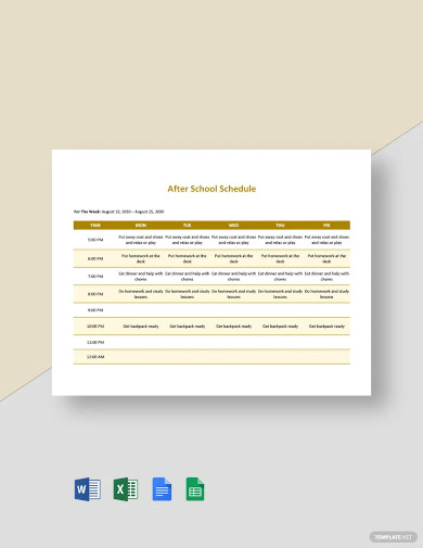 After-School Schedule Templates -12+ Free Samples, Examples Format Download