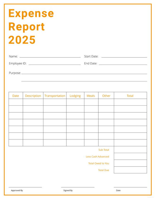 Simple Expense Report Template Free Database