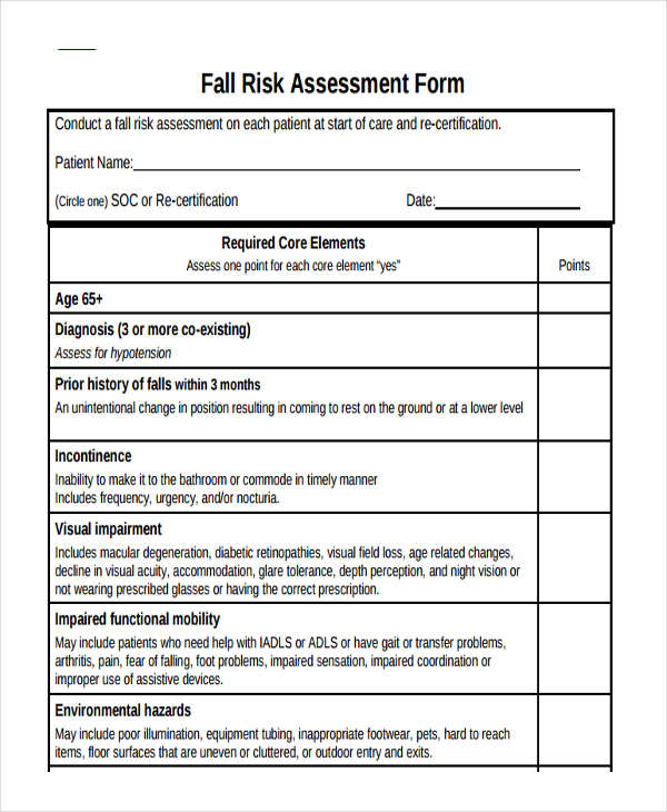 2022 Fall Risk Assessment Form Fillable Printable Pdf Forms Handypdf Images