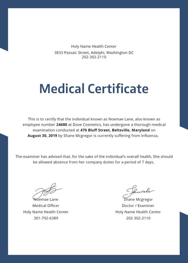 Free 48+ Medical Certificate, Templates, PDF, Word