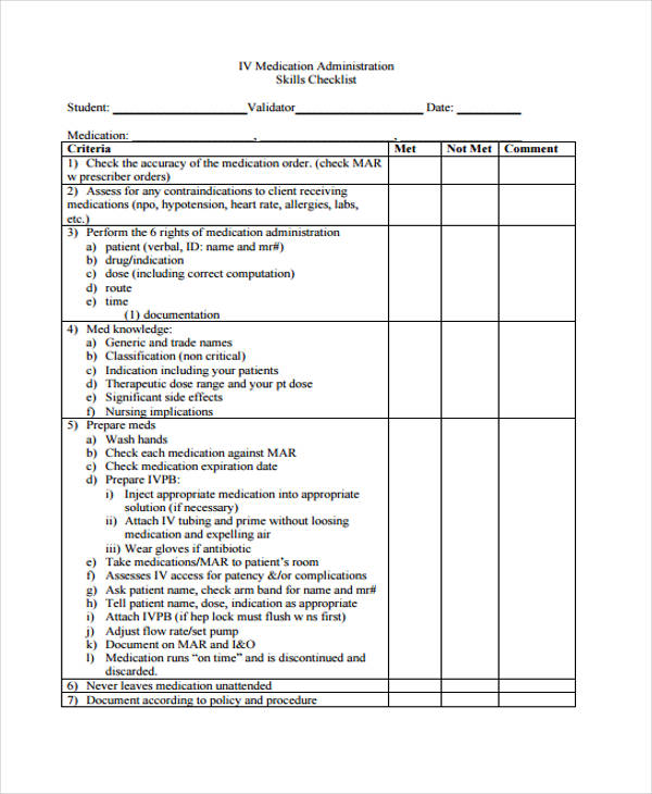 10+ Medication Checklist Templates - Free Samples, Examples Format Download