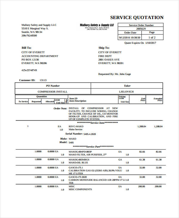 16+ Service Quotation Templates - Word, Excel, PDF
