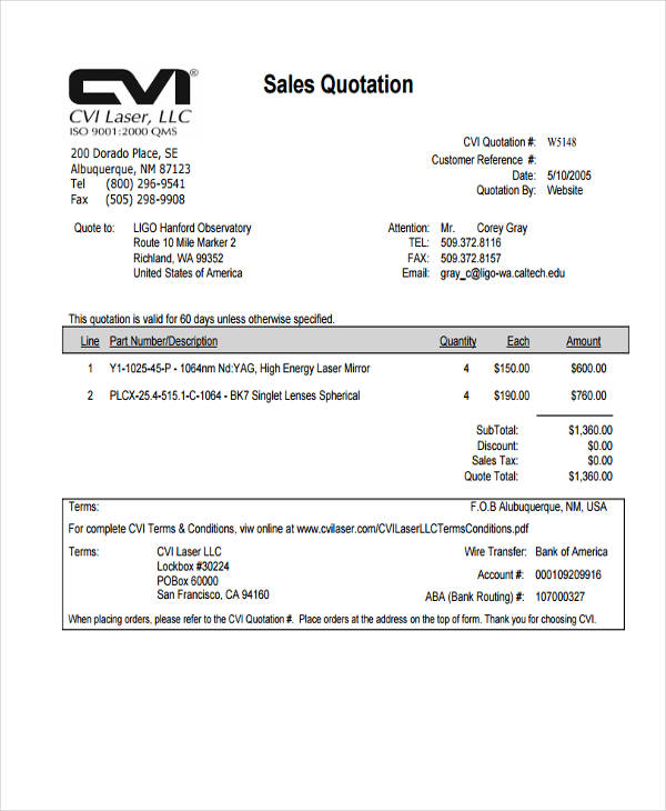 Sales Quotation Template - 10+ Free Samples, Examples Format Download