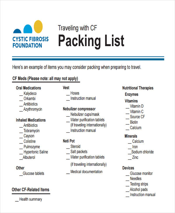 9+ Travel Packing List Templates - Free Samples, Examples Format Download