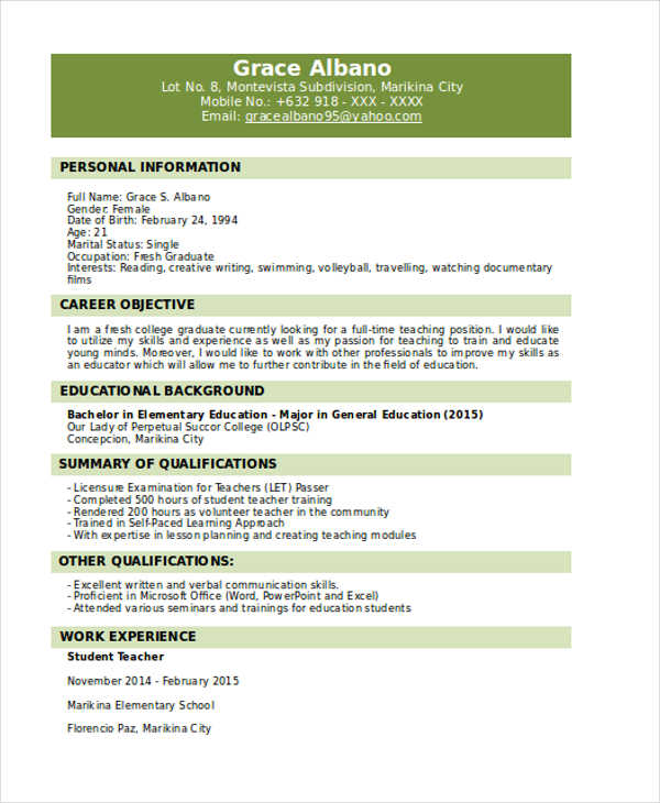 Free 36+ Resume Format Templates, Word, PDF