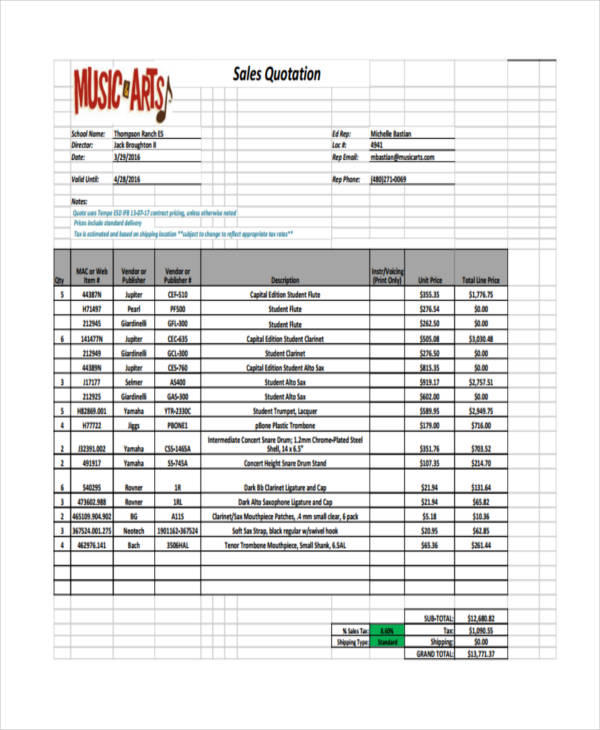 Sales Quotation Template - 13+ Free Word, PDF Format Downlaod