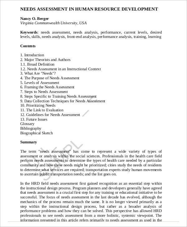 32+ Free Needs Assessment Templates