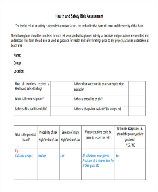 26+ Risk Assessment Form Templates