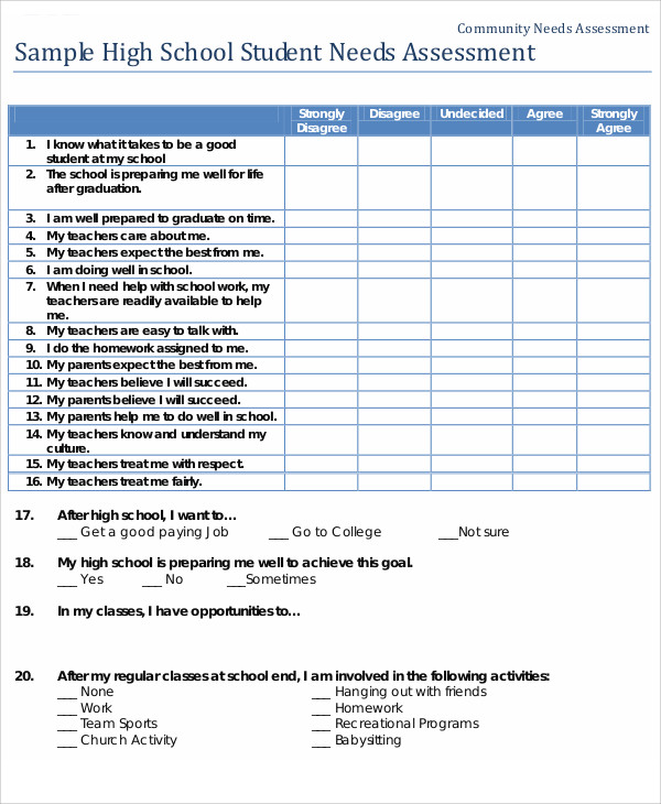 32+ Free Needs Assessment Templates