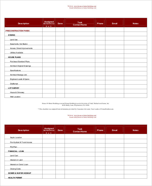 Building Checklist Templates 18 Word PDF Format Download Building Checklist Templates 18 Word PDF Format Download