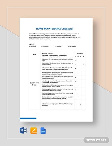 32+ Maintenance Checklist Templates - Word, PDF, Google Docs