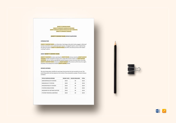 16+ Service Quotation Templates - Word, Excel, PDF