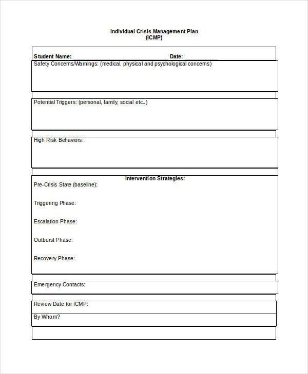 Mental Health Crisis Plan Template Mental Health Crisis Plan Template