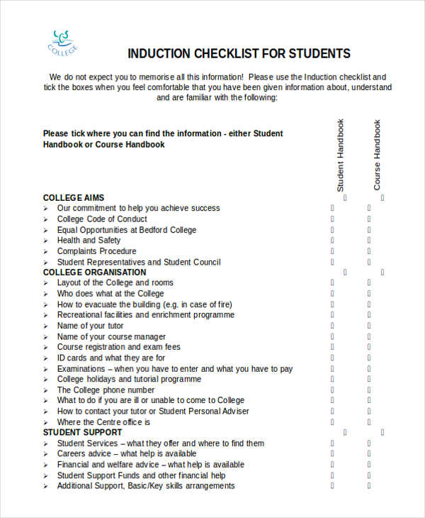 Induction Checklist Template - 19+ Free Word, PDF Format Download