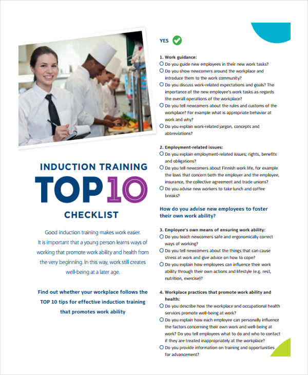 Induction Checklist Template - 19+ Free Word, PDF Format Download