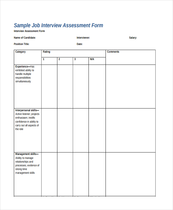 47+ Assessment Form Examples