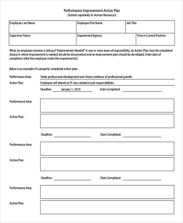 10+ Performance Action Plan Templates - Free Sample, Example Format ...