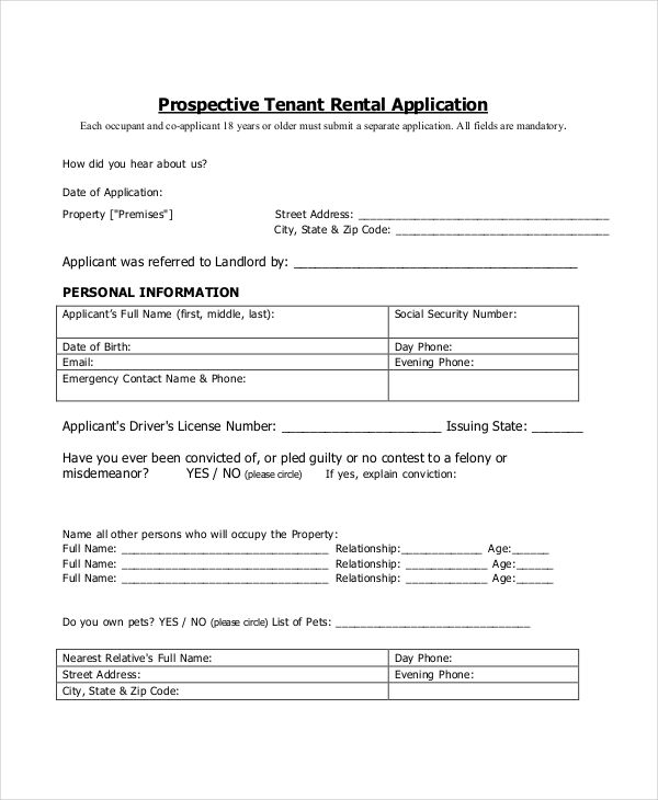 21+ Printable Rental Application Templates