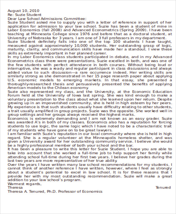 9+ Sample School Reference Letters - Free Samples, Examples Format Download