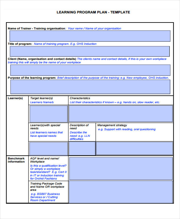 Individual Learning Plan Template