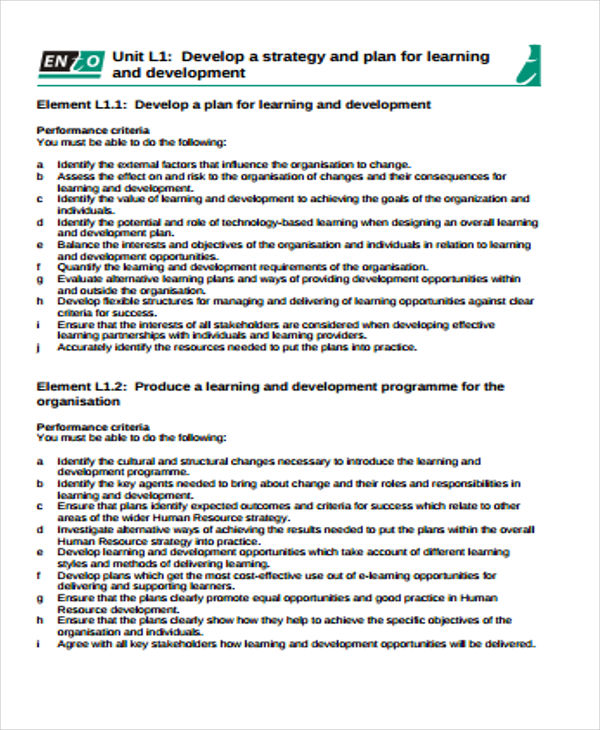 Learning Plan Template - 15+ Samples, Examples Format Download