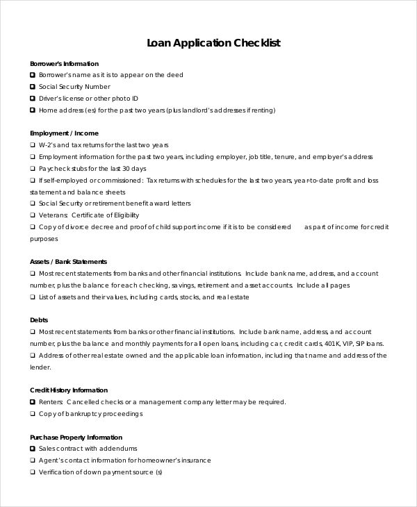 Application Checklist Template - 13+ Free Samples, Examples Format Download