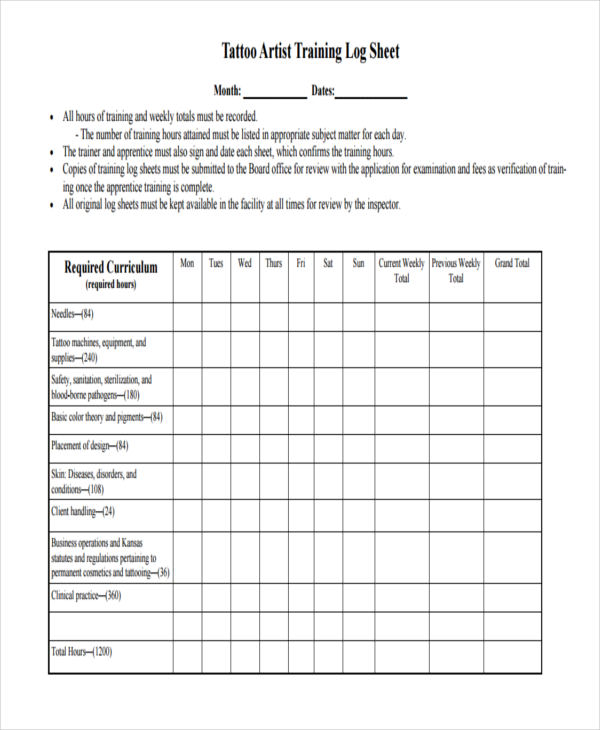 Training Sheet Template - 9+ Free PDF Format Download