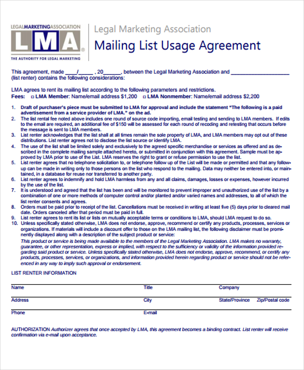 6+ Mailing List Templates - Samples, Examples