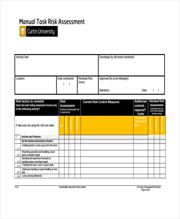 30 Risk Assessment Samples 30 Risk Assessment Samples