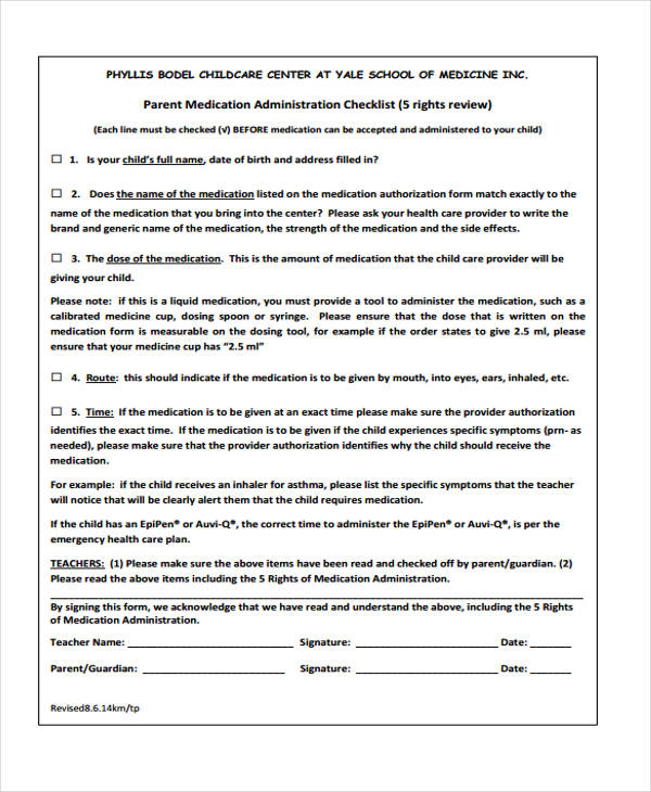 10+ Medication Checklist Templates - Free Samples, Examples Format Download
