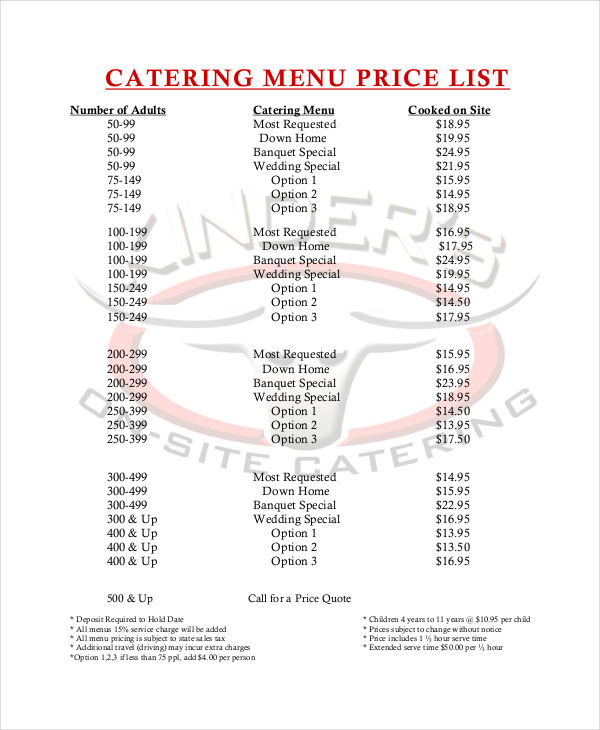 7 Menu List Templates Free Samples Examples Format Download