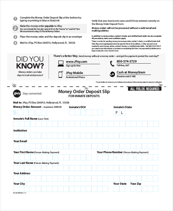 8+ Money Order Forms - Free Samples, Examples Format Download