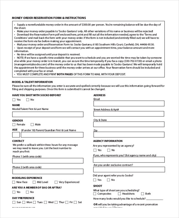 8+ Money Order Forms - Free Samples, Examples Format Download