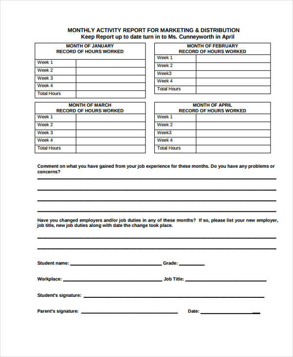 64 Monthly Report Samples Word Docs