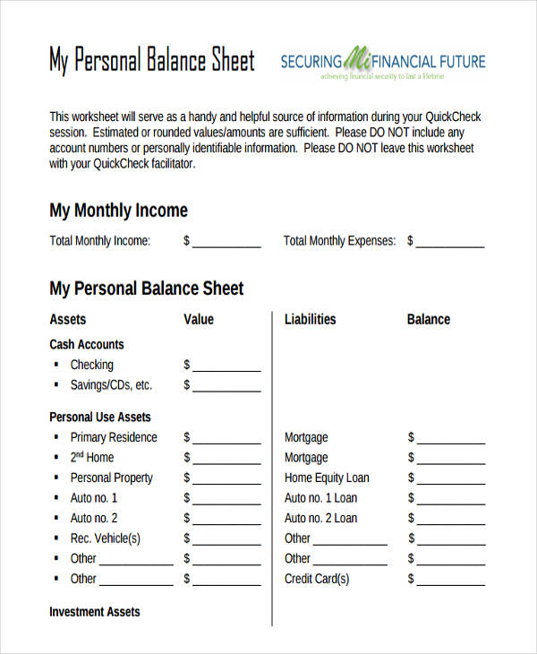 16 Balance Sheet Templates In PDF