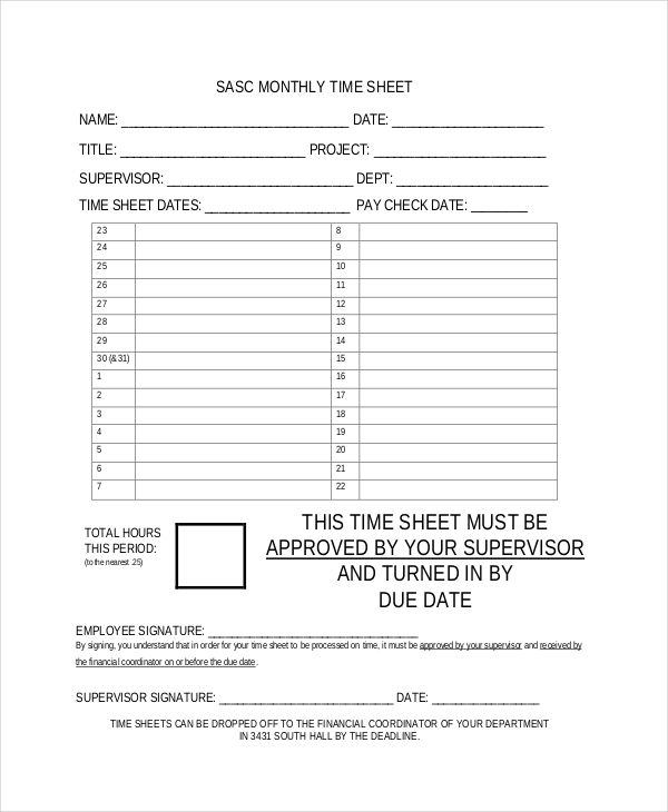30+ Printable Timesheet Templates - Word, PDF