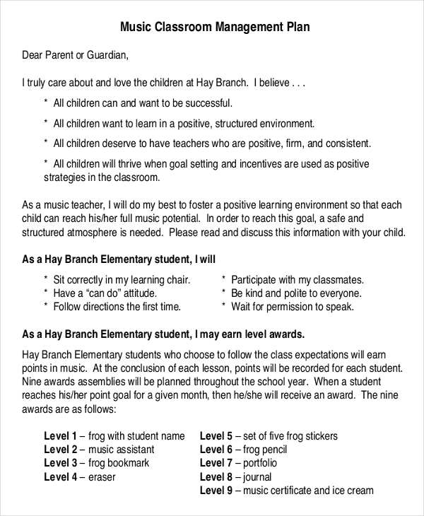 18 Classroom Management Plan Templates Free PDF Word Format Download