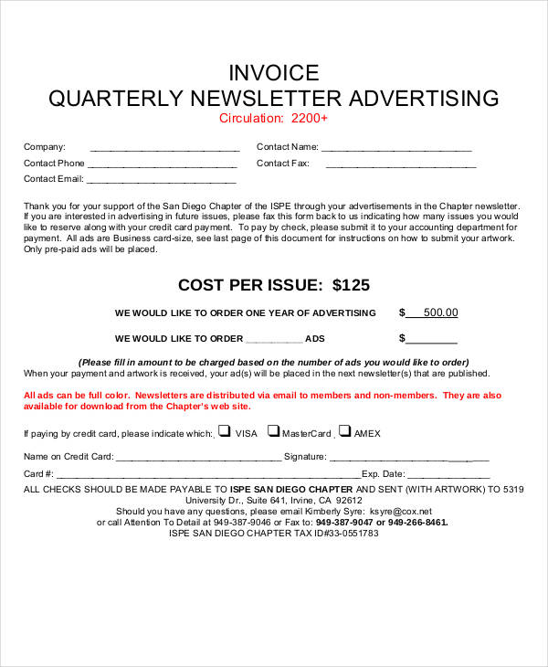8+ Advertising Invoice Templates - Free Word, PDF, Excel Format Download