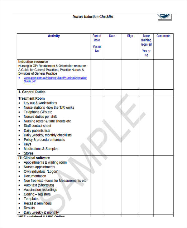 Induction Checklist Template - 19+ Free Word, PDF Format Download