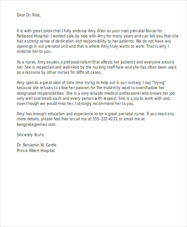 13 Sample Nursing Reference Letter Sample Example Format Download 13 Sample Nursing Reference Letter Sample Example Format Download