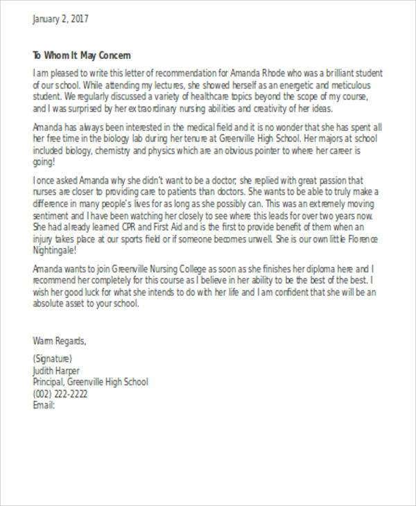 13 Sample Nursing Reference Letter Sample Example Format Download 13 Sample Nursing Reference Letter Sample Example Format Download