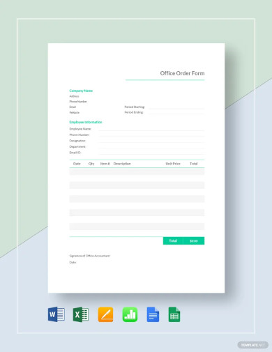 12+ Office Order Templates in Apple Pages | Google Docs | Google Sheets ...