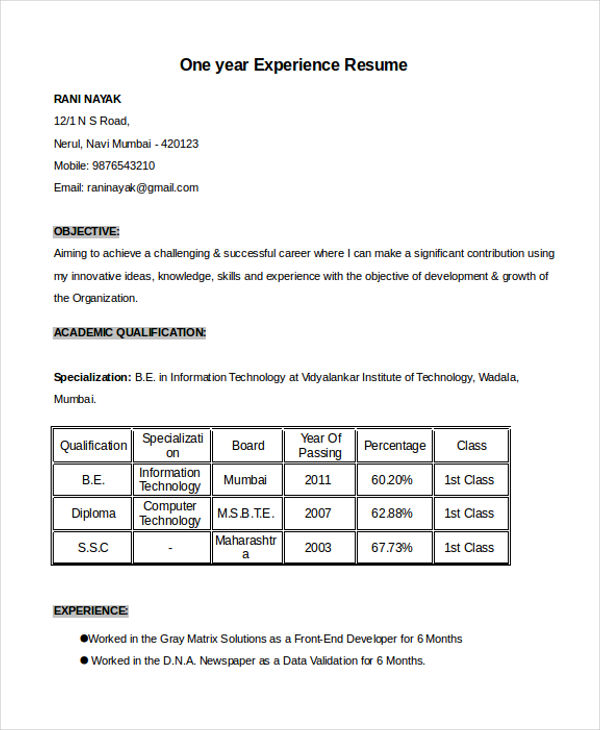36 Resume Format Word PDF