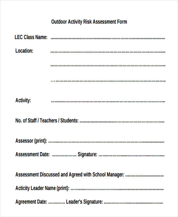 25+ Sample Risk Assessment Forms