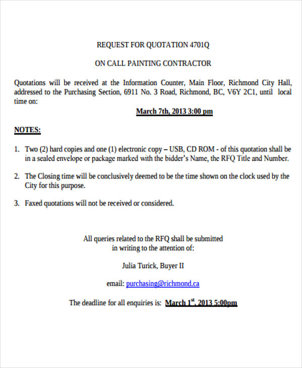 8+ Contractor Quotation Templates - Samples, Examples Format Download