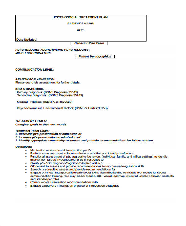 35+ Treatment Plan Templates