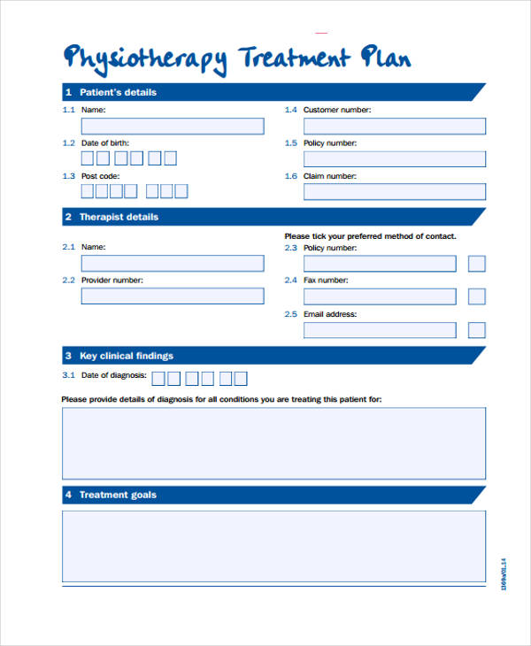 Physiotherapy Treatment Plan Template TUTORE ORG Master Of Documents