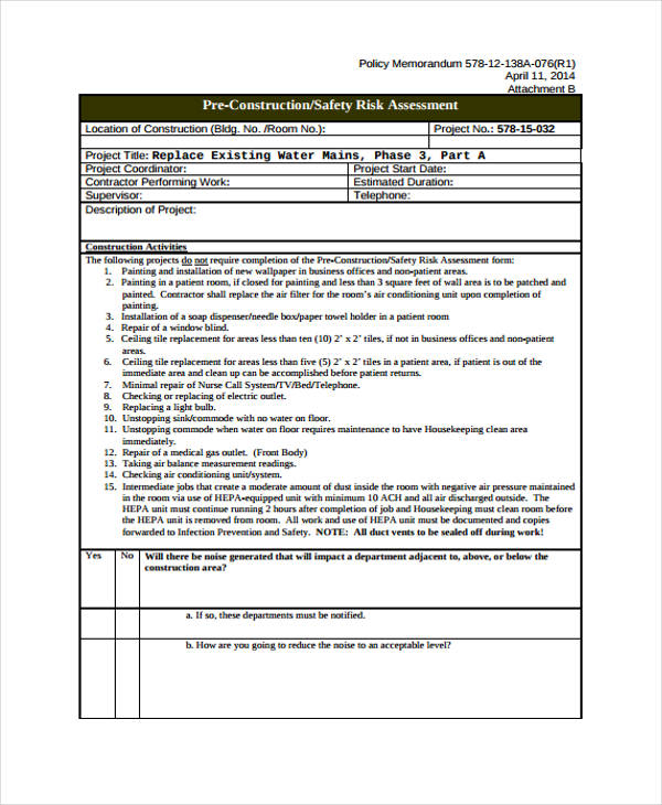 41+ Risk Assessment Templates in PDF