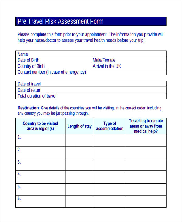 26+ Risk Assessment Form Templates